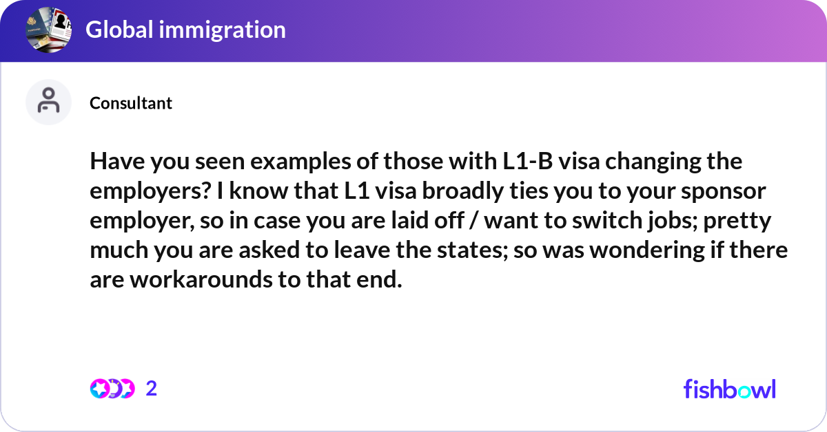 Have you seen examples of those with L1-B visa cha... | Fishbowl