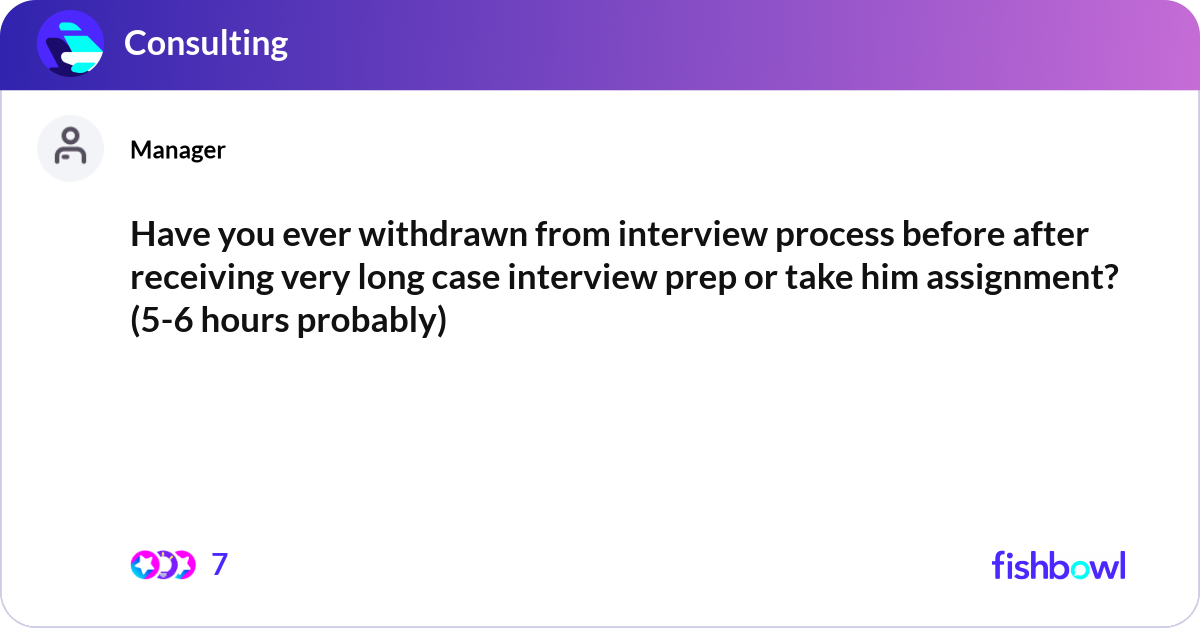 Have you ever withdrawn from interview process bef... | Fishbowl