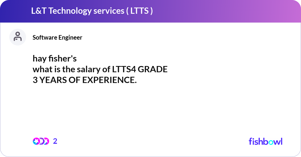 hay fisher's what is the salary of LTTS4 GRADE 3 ... | Fishbowl