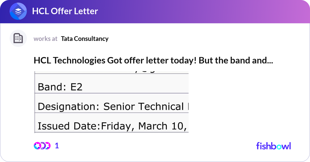 HCL Technologies Got offer letter today! But the b... | Fishbowl