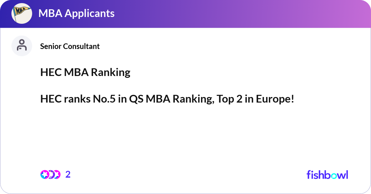 HEC MBA Ranking HEC ranks No.5 in QS MBA Ranking,... | Fishbowl