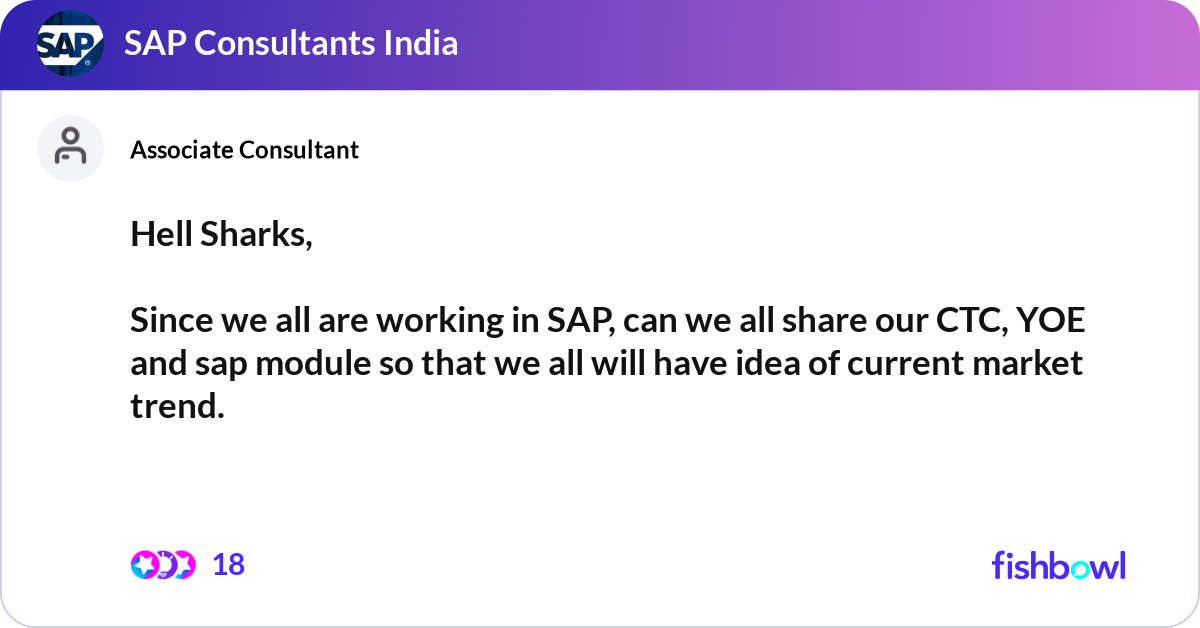 Hell Sharks, Since we all are working in SAP, ca... | Fishbowl