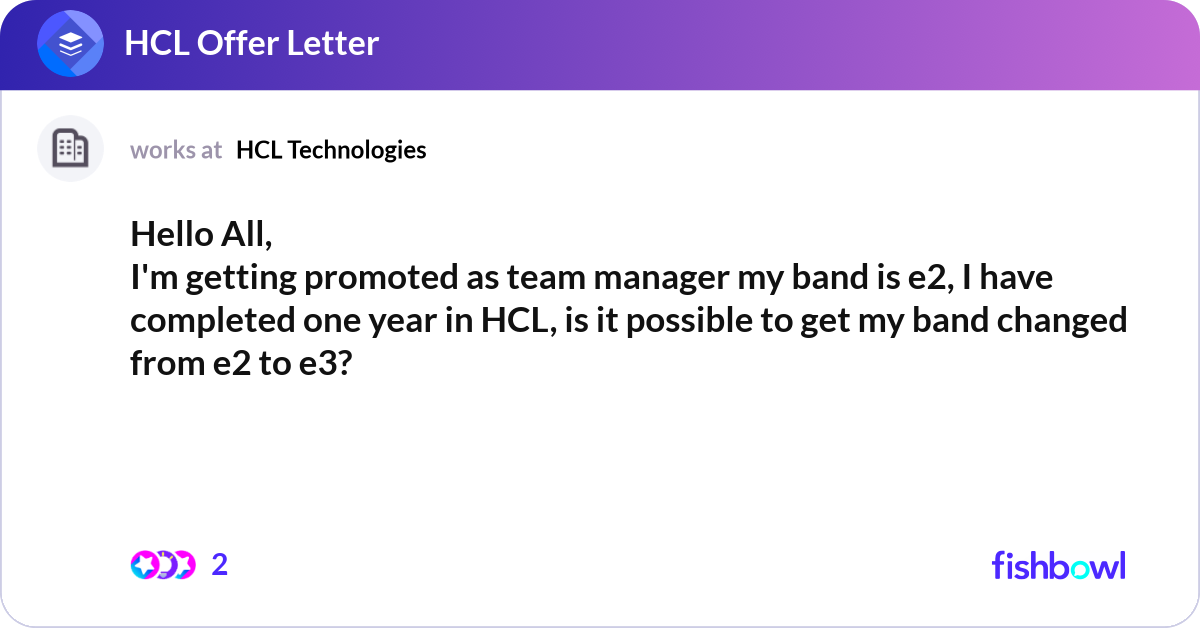 Hello All, I'm getting promoted as team manager my... | Fishbowl