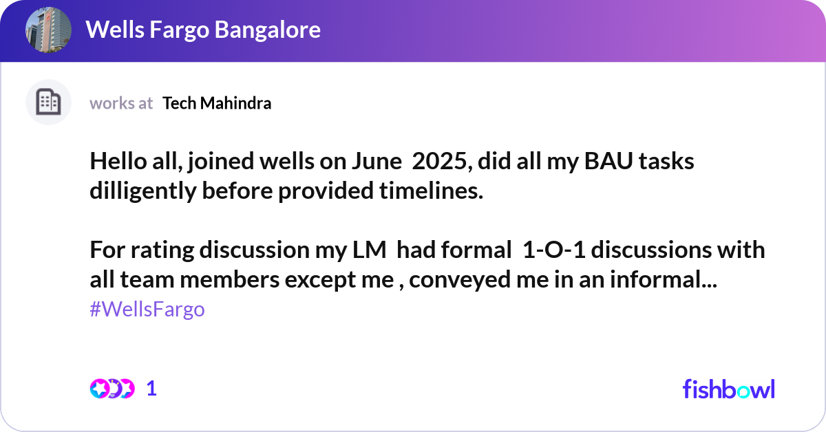 Hello all, joined wells on June 2025, did all my ... | Fishbowl
