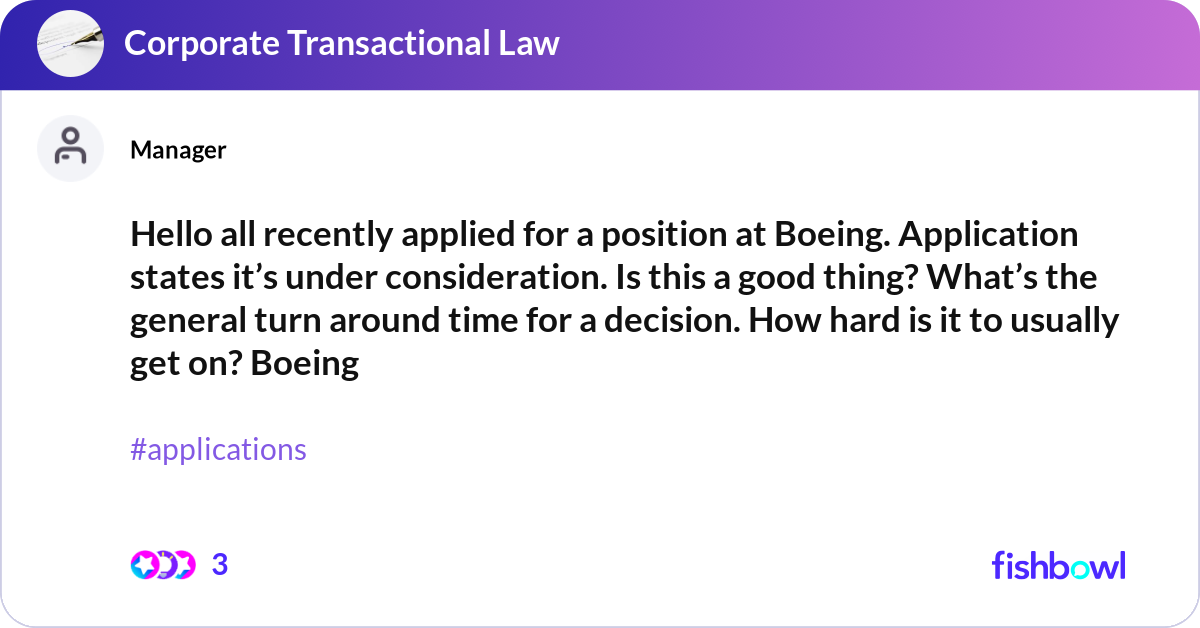 Hello all recently applied for a position at Boein... | Fishbowl