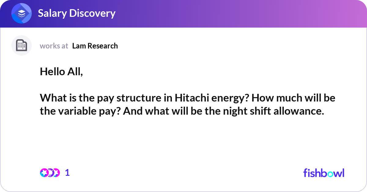 Hello All, What is the pay structure in Hitachi e... | Fishbowl