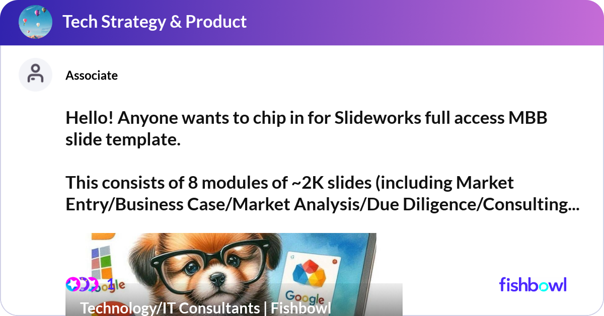 Hello! Anyone wants to chip in for Slideworks full... | Fishbowl