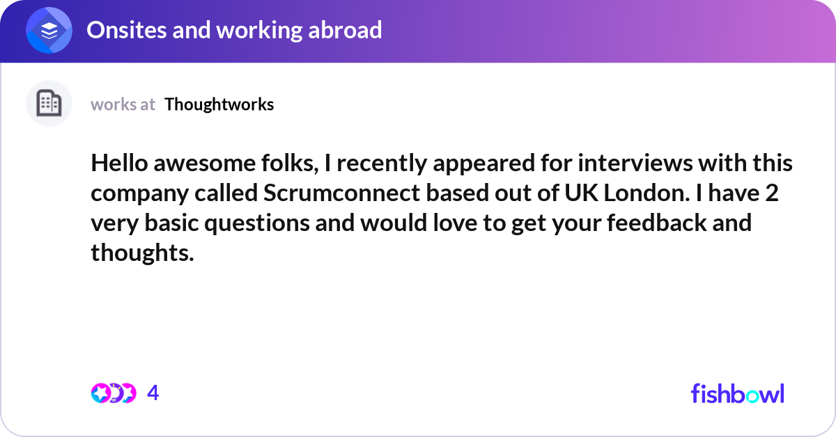 Hello awesome folks, I recently appeared for inter... | Fishbowl