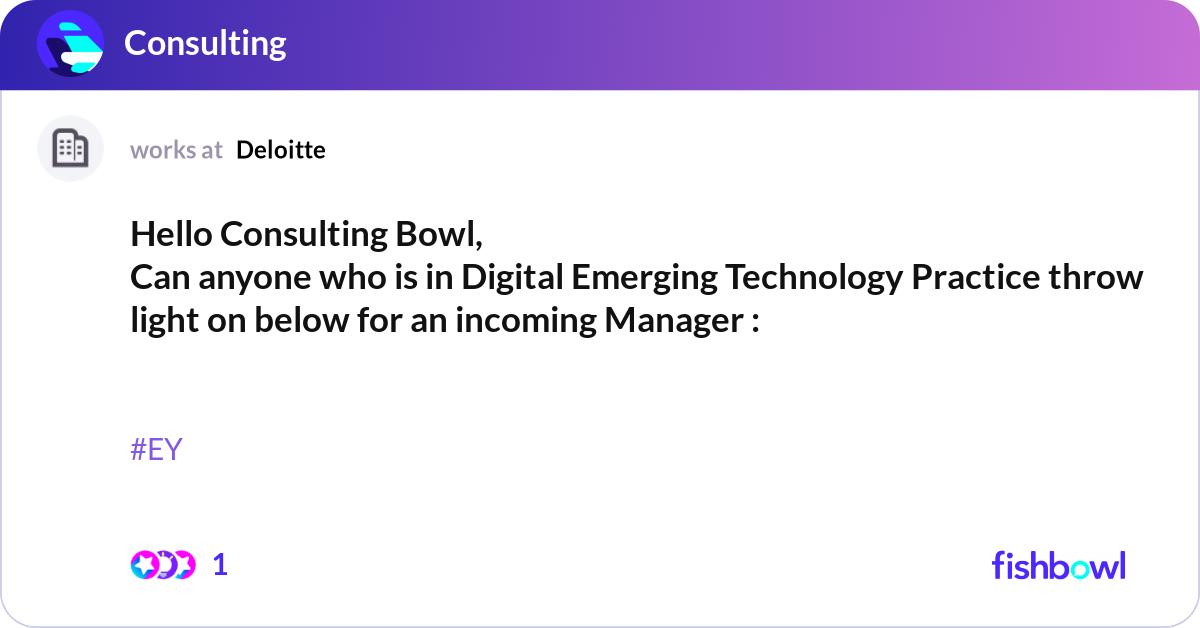 Hello Consulting Bowl, Can anyone who is in Digita... | Fishbowl