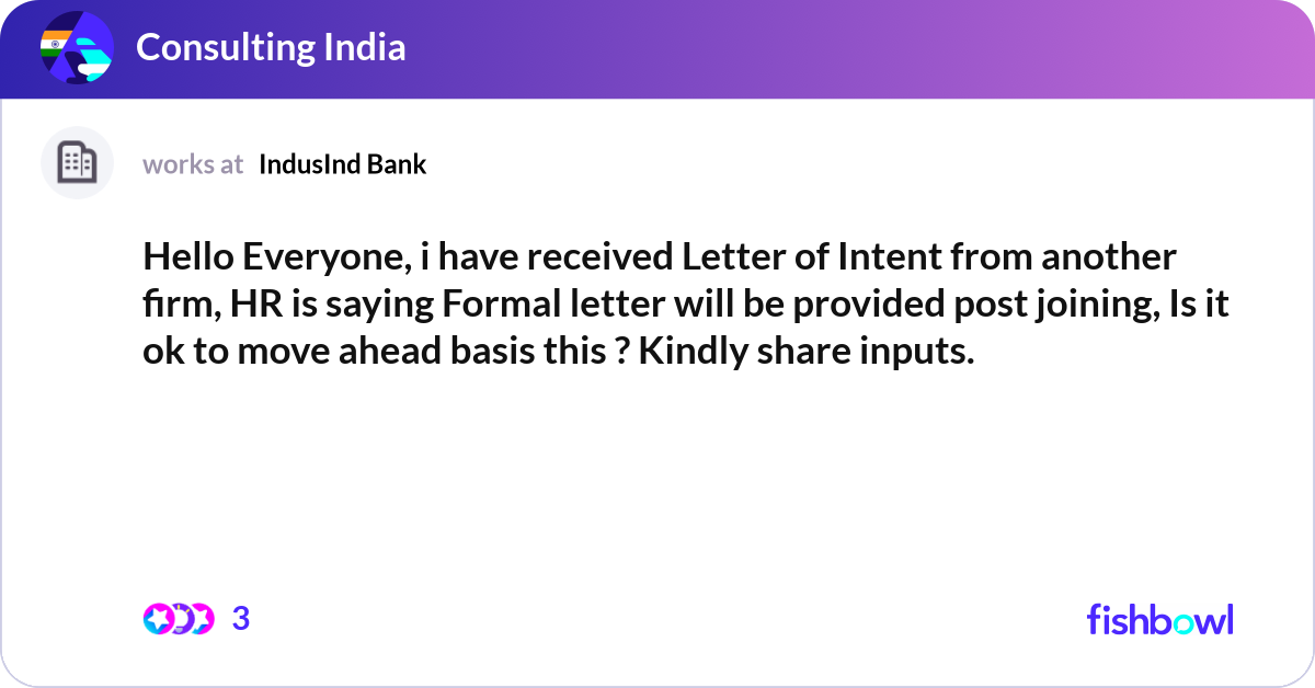 Hello Everyone, i have received Letter of Intent f... | Fishbowl