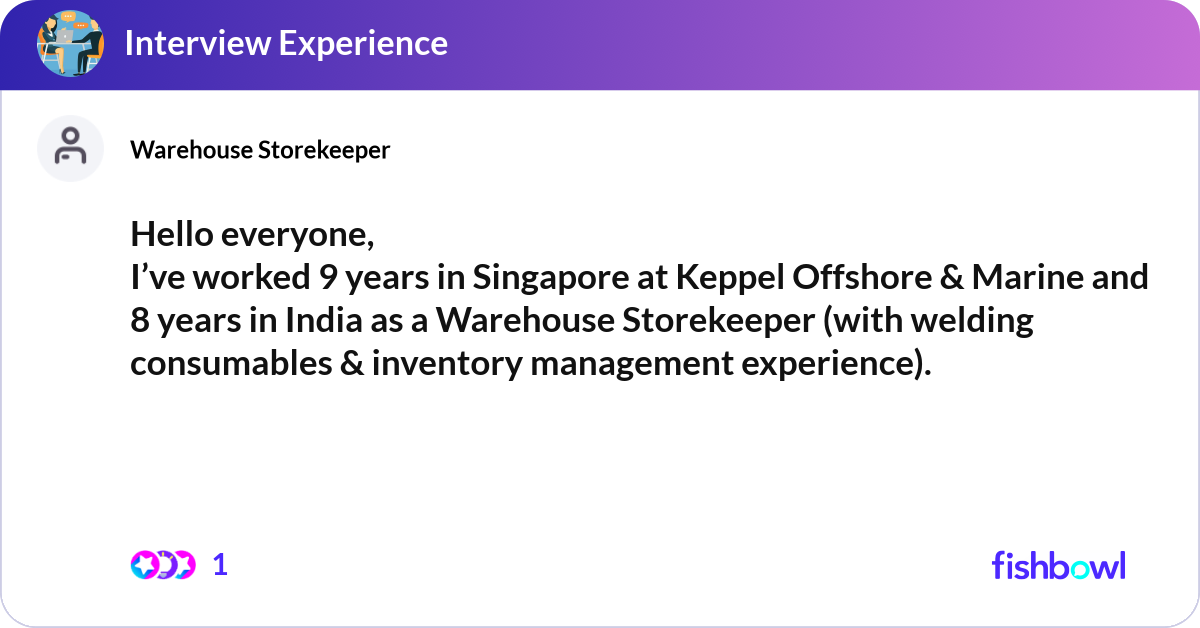 Hello everyone, I’ve worked 9 years in Singapore a... | Fishbowl