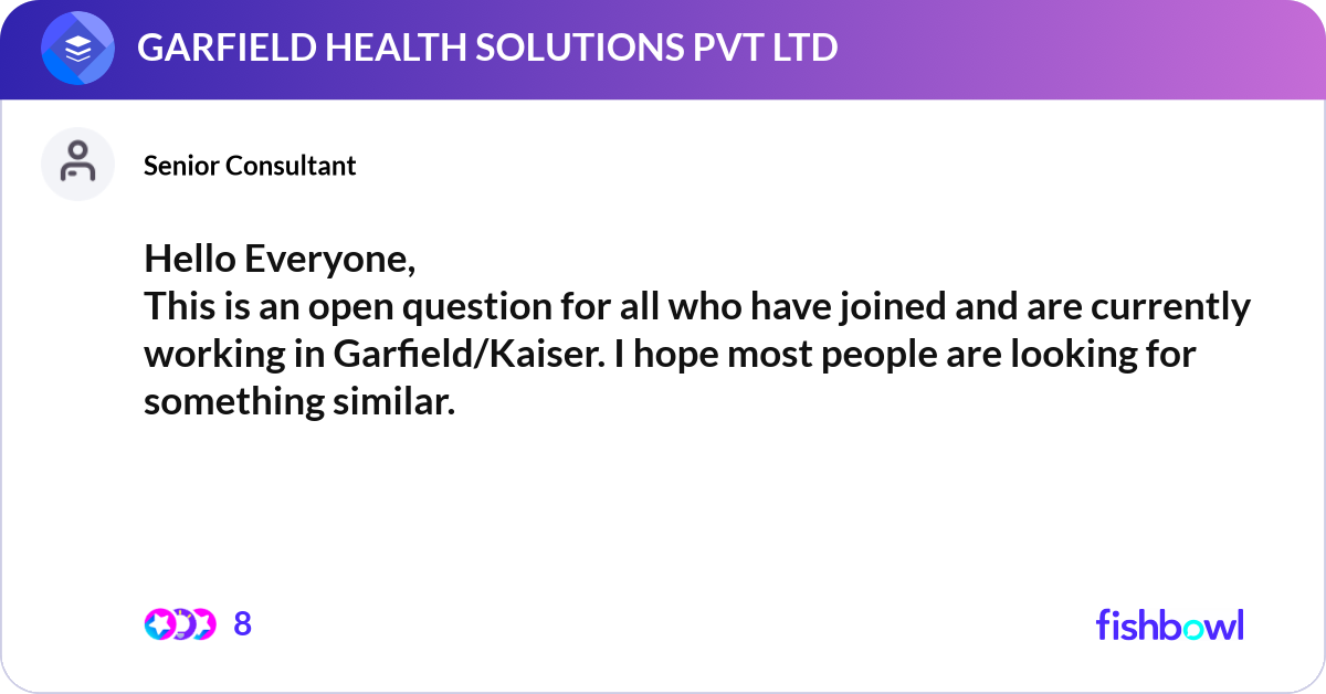 Hello Everyone, This is an open question for all ... | Fishbowl