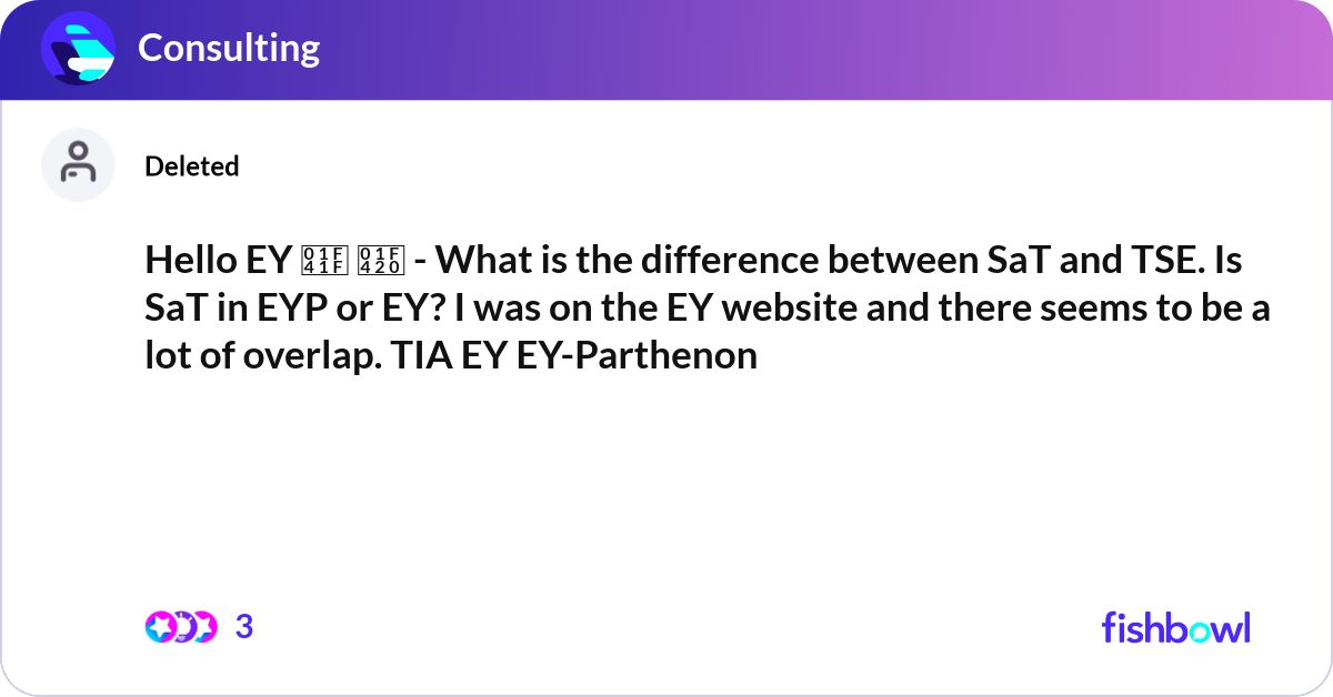 Hello EY 🐟 🐠 - What is the difference between Sa... | Fishbowl