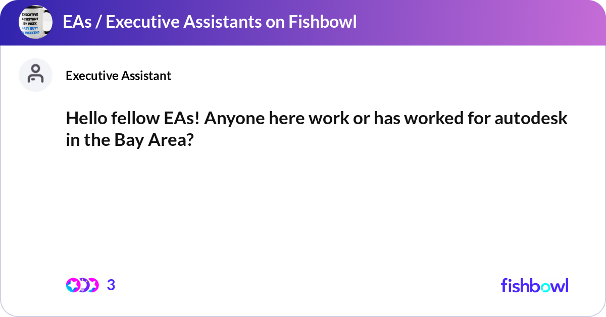 Hello fellow EAs! Anyone here work or has worked f... | Fishbowl