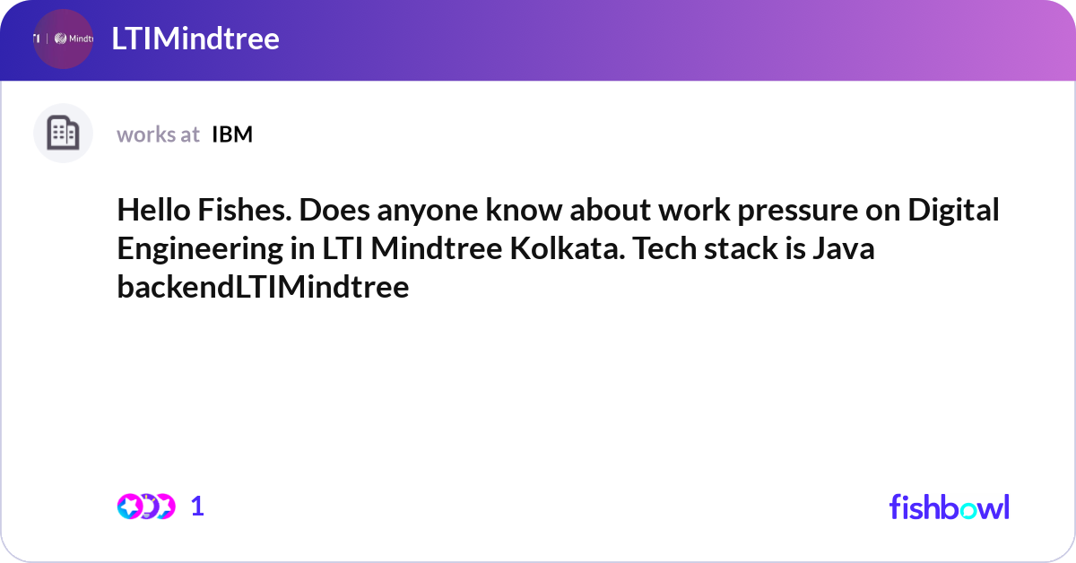 Hello Fishes. Does anyone know about work pressure... | Fishbowl