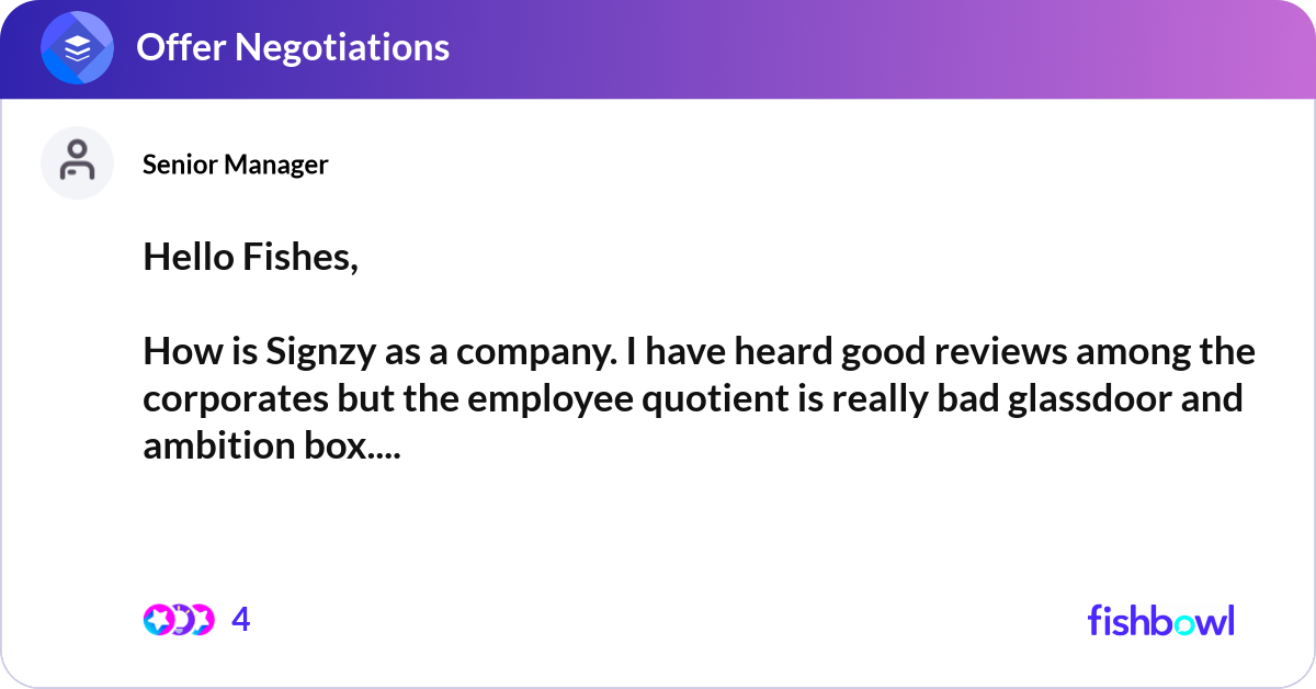 Hello Fishes, How is Signzy as a company. I have ... | Fishbowl