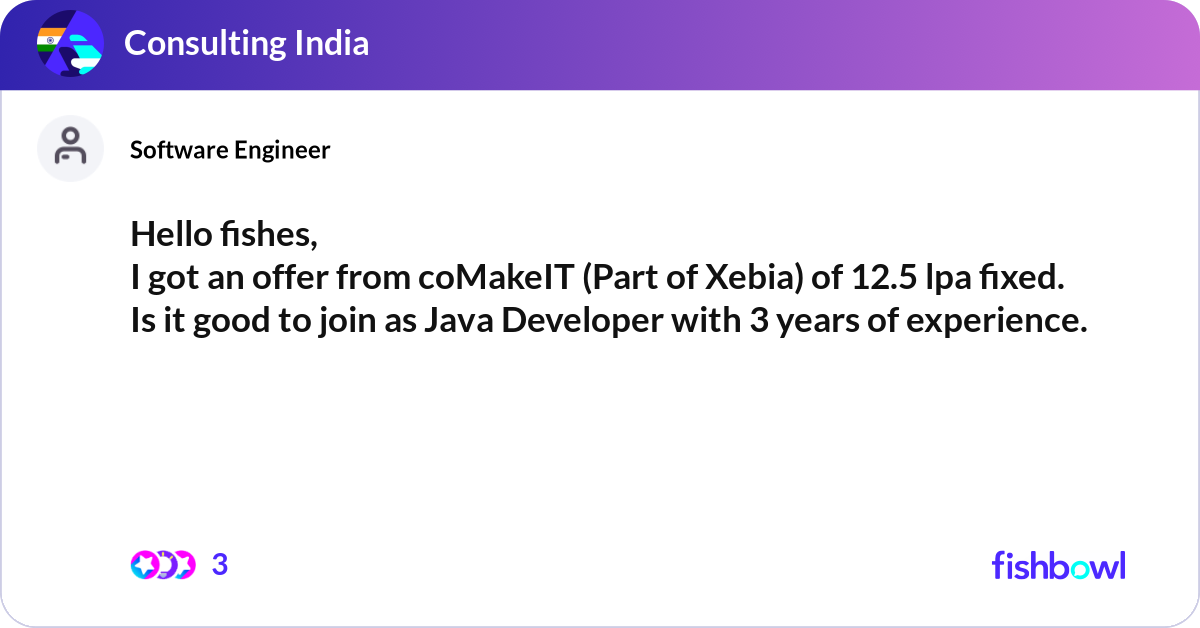 Hello fishes, I got an offer from coMakeIT (Part o... | Fishbowl