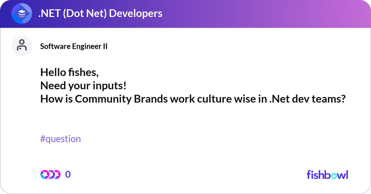 Hello fishes, Need your inputs! How is Community B... | Fishbowl