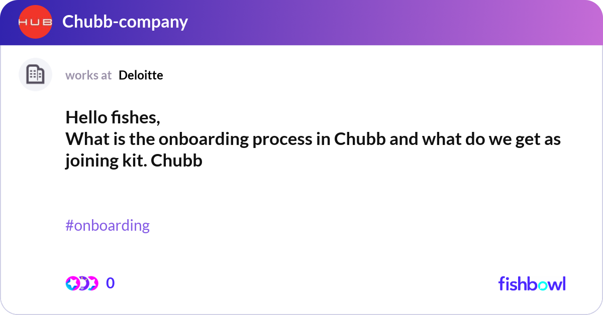 Hello fishes, What is the onboarding process in Ch... | Fishbowl