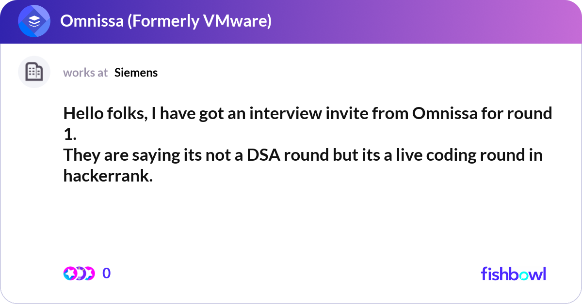 Hello folks, I have got an interview invite from O... | Fishbowl