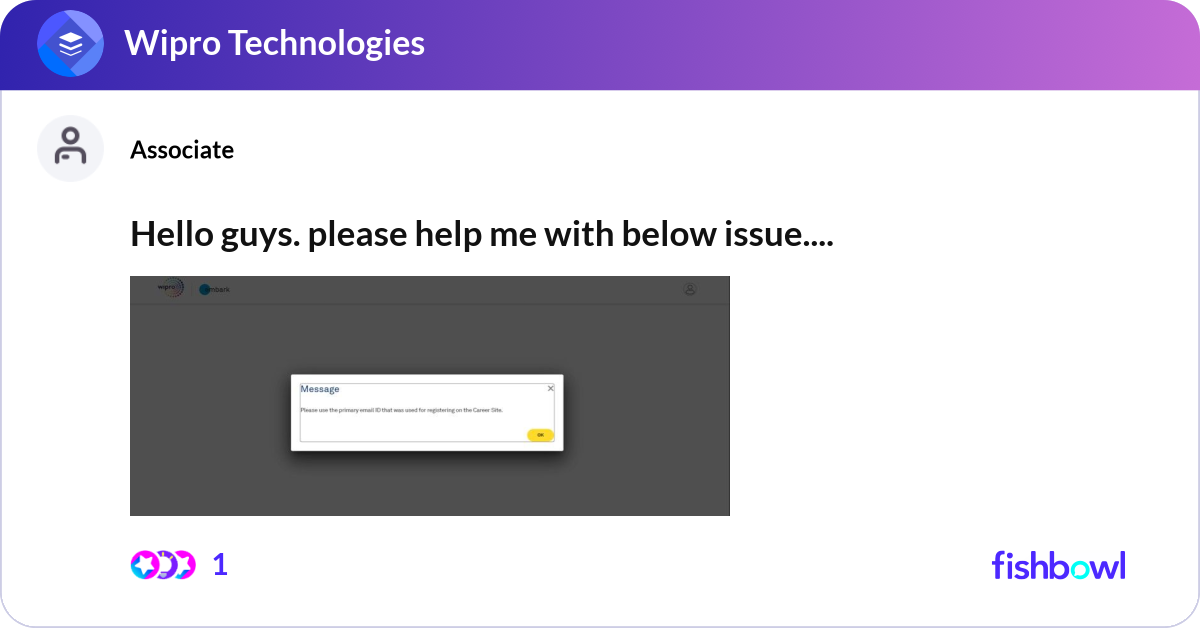 Hello guys. please help me with below issue. Afte... | Fishbowl