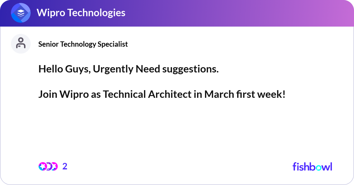 Hello Guys, Urgently Need suggestions. Join Wipr... | Fishbowl
