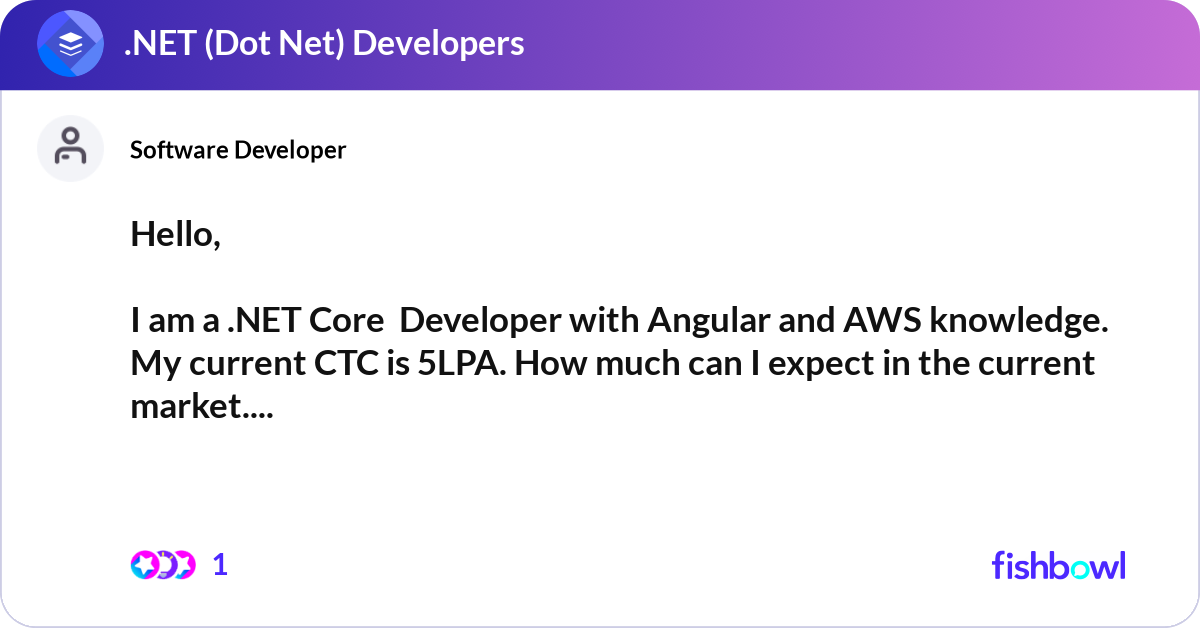 Hello, I am a .NET Core Developer with Angular a... | Fishbowl