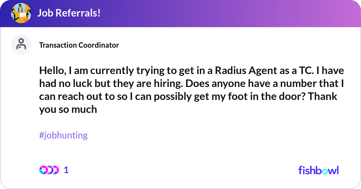 Hello, I am currently trying to get in a Radius Ag... | Fishbowl