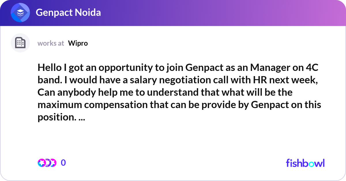 Hello I got an opportunity to join Genpact as an M... | Fishbowl