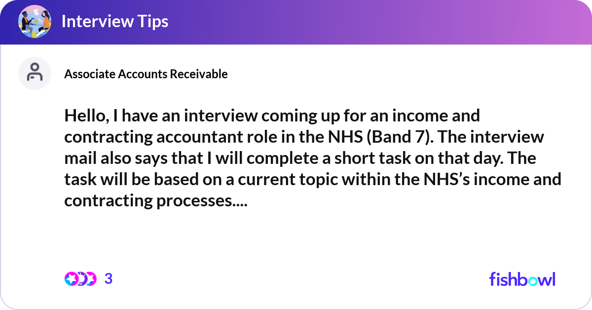 Hello, I have an interview coming up for an income... | Fishbowl