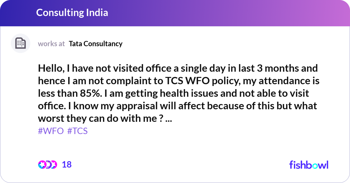 Hello, I have not visited office a single day in l... | Fishbowl
