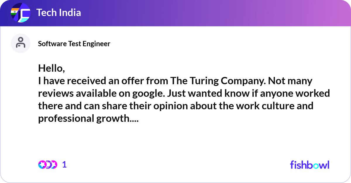 Hello, I have received an offer from The Turing C... | Fishbowl