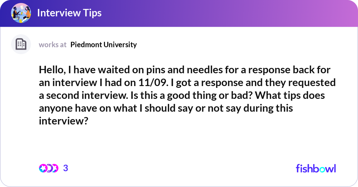 Hello, I have waited on pins and needles for a res... | Fishbowl