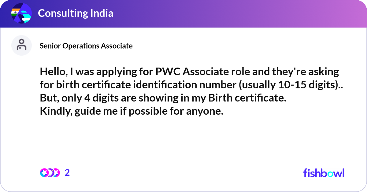 Hello, I was applying for PWC Associate role and t... | Fishbowl