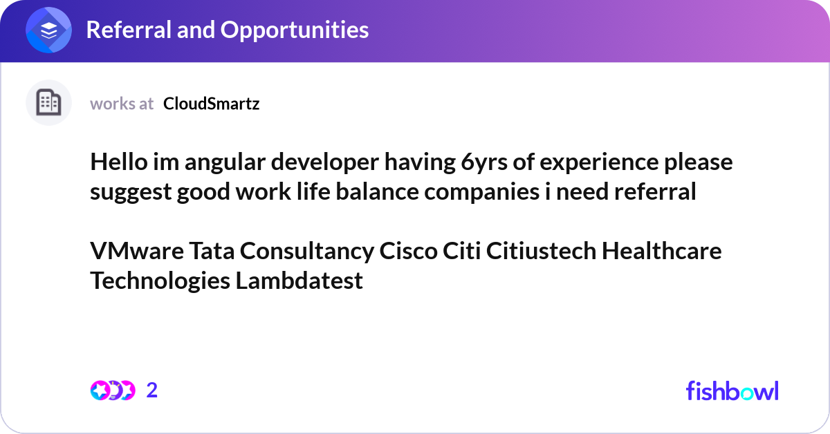 Hello im angular developer having 6yrs of experien... | Fishbowl