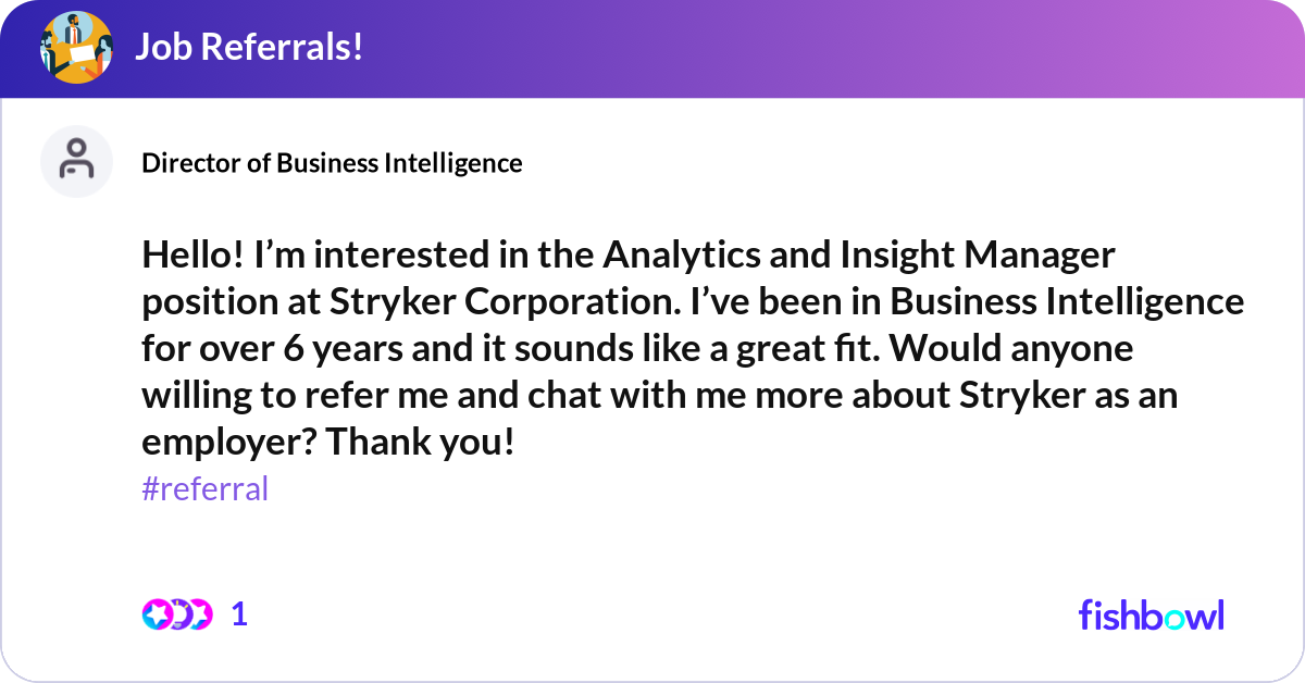 Hello! I’m interested in the Analytics and Insight... | Fishbowl