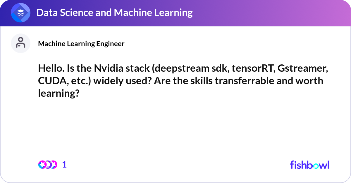 Hello. Is the Nvidia stack (deepstream sdk, tensor... | Fishbowl