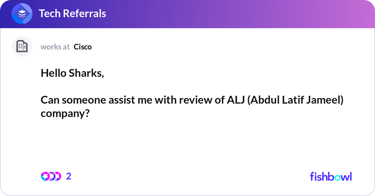 Hello Sharks, Can someone assist me with review o... | Fishbowl