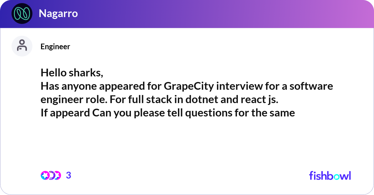 Hello sharks, Has anyone appeared for GrapeCity in... | Fishbowl