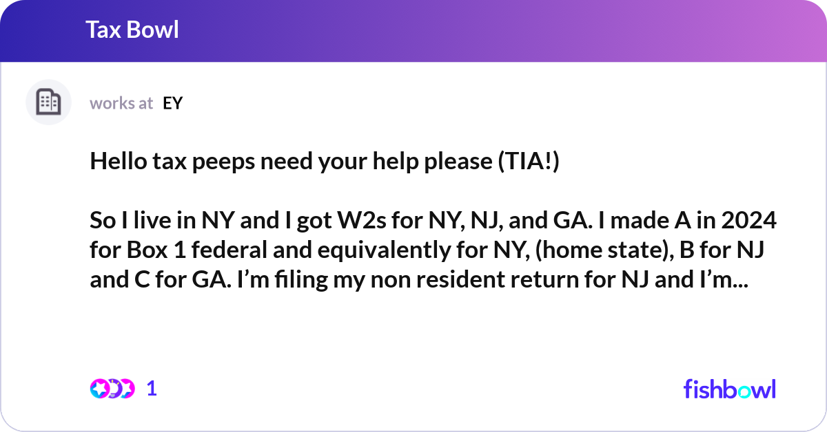 Hello tax peeps need your help please (TIA!) So I... | Fishbowl