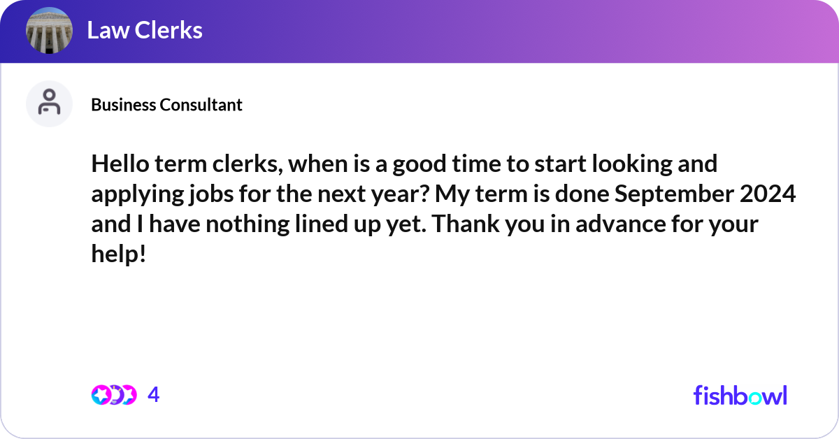 Hello term clerks, when is a good time to start lo... | Fishbowl