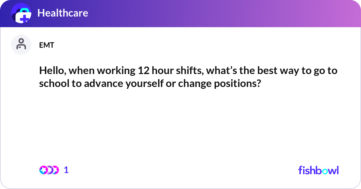 Hello, when working 12 hour shifts, what’s the bes... | Fishbowl