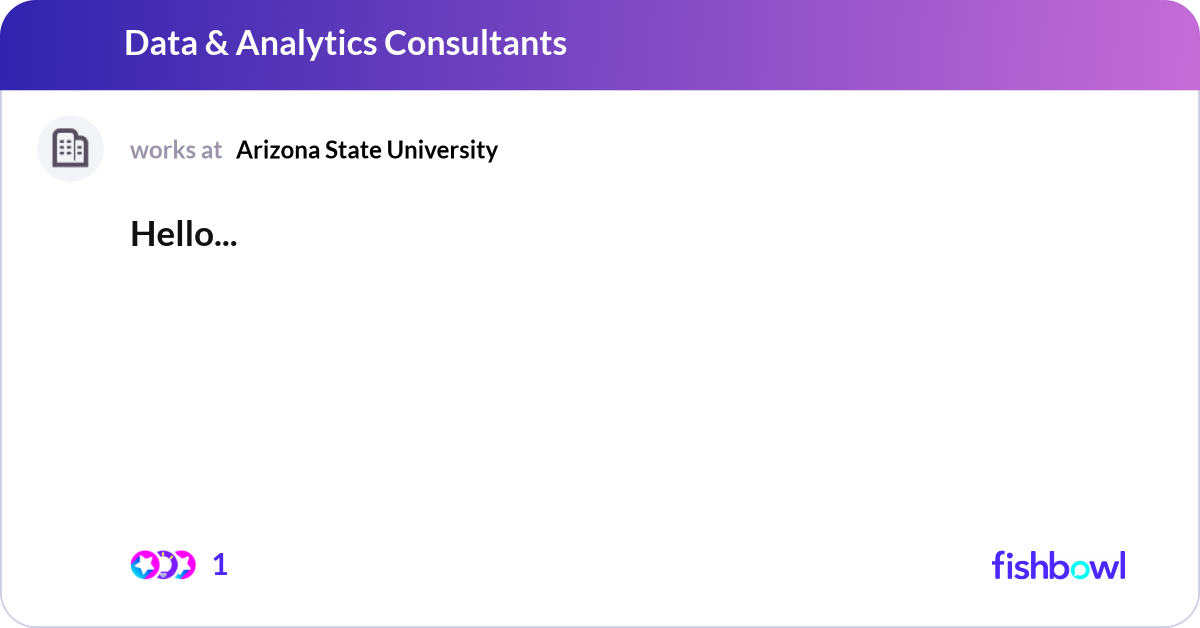 Hello I’m a graduate pursuing MS in Data Science f... | Fishbowl