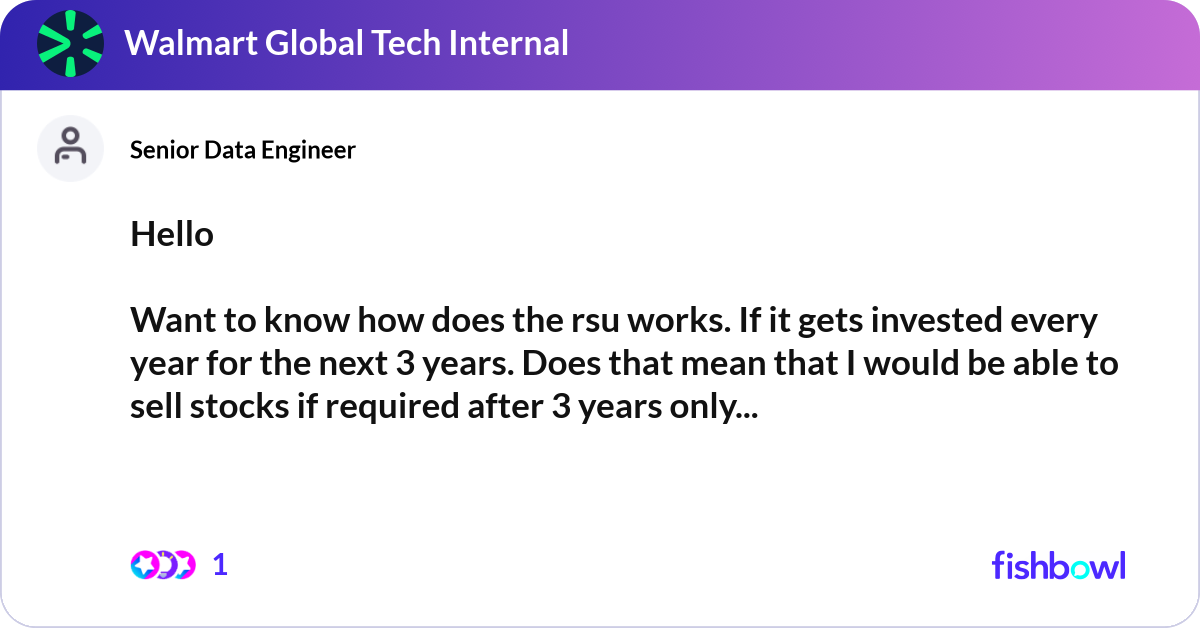 Hello Want to know how does the rsu works. If it ... | Fishbowl