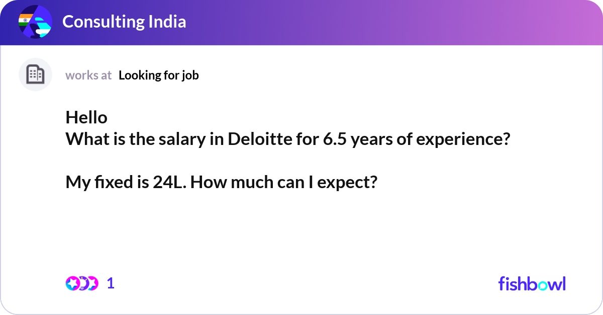 Hello What is the salary in Deloitte for 6.5 years... | Fishbowl