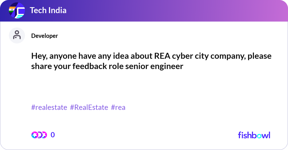 Hey, anyone have any idea about REA cyber city com... | Fishbowl
