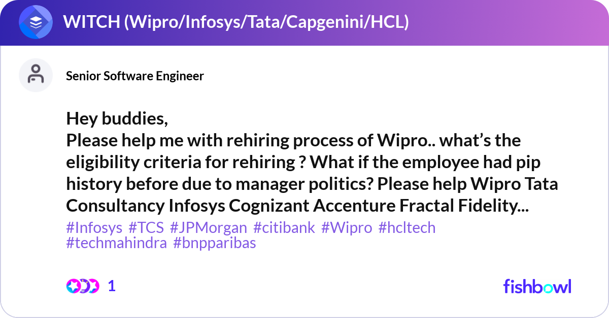 Hey buddies, Please help me with rehiring process ... | Fishbowl