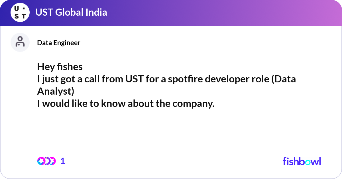Hey fishes I just got a call from UST for a spotfi... | Fishbowl