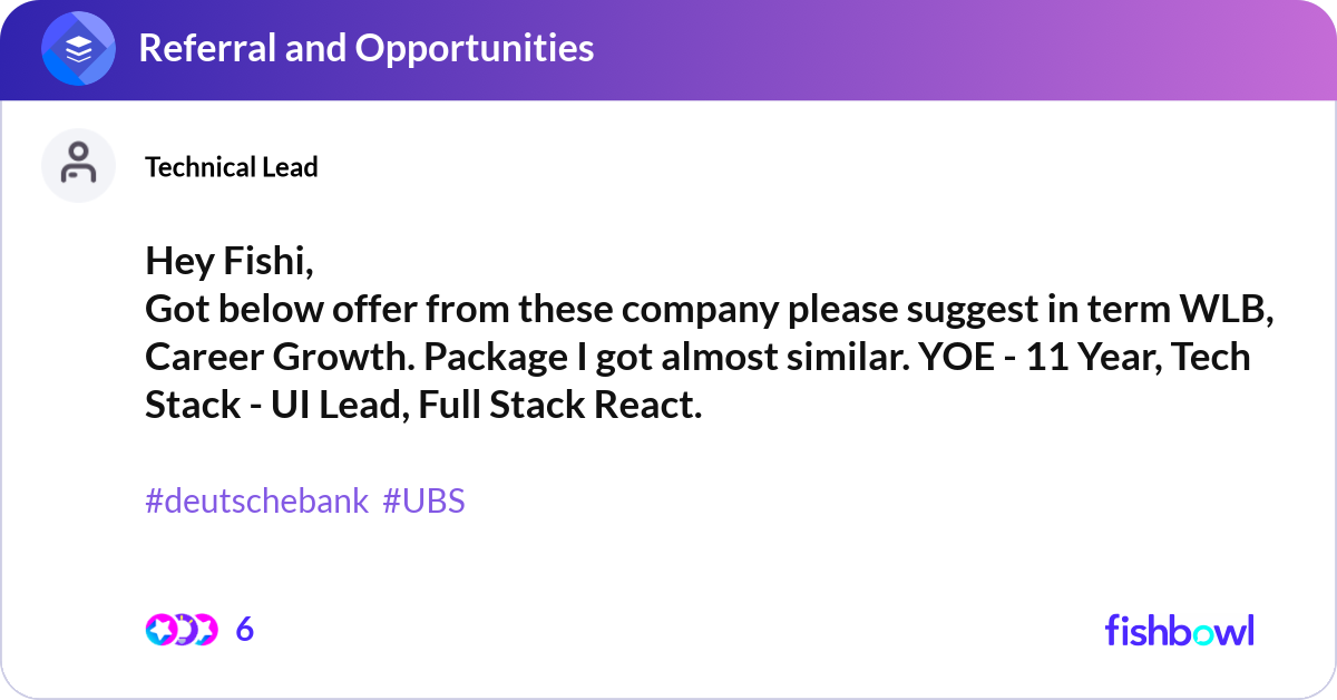 Hey Fishi, Got below offer from these company plea... | Fishbowl