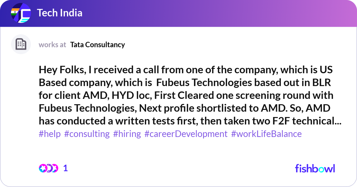 Hey Folks, I received a call from one of the compa... | Fishbowl